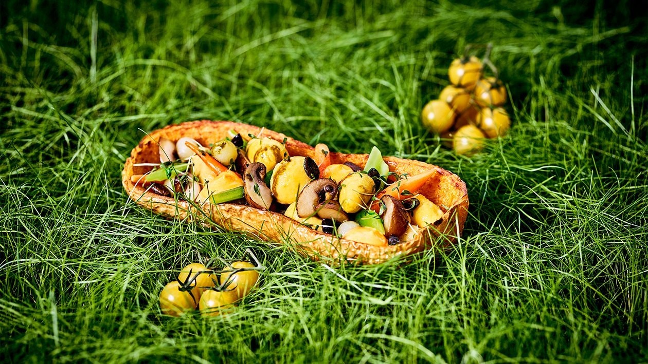 Gebratene Kürbis Nockerl: Kürbiskernen, Paprika Hollandaise Rezepte